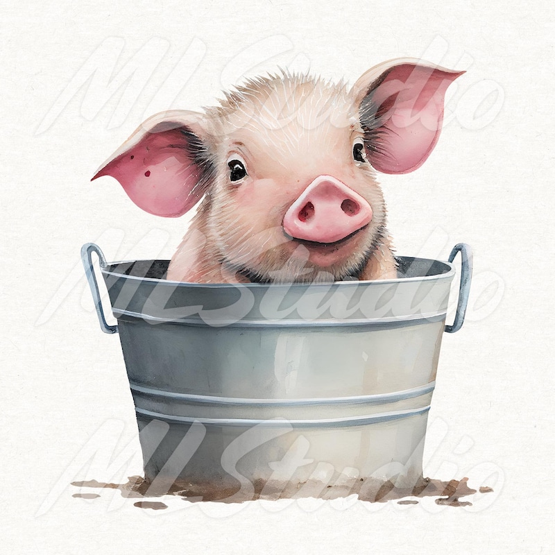 Pig Watercolor - Etsy