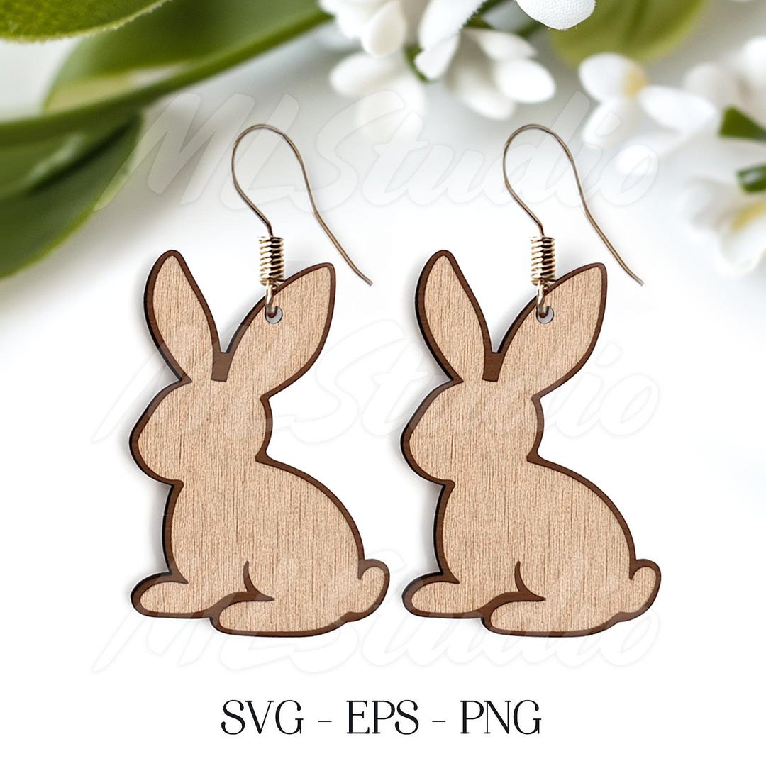 Cute Easter Bunny Earring SVG, Earring Svg, Engraving Pattern Svg, Wood ...