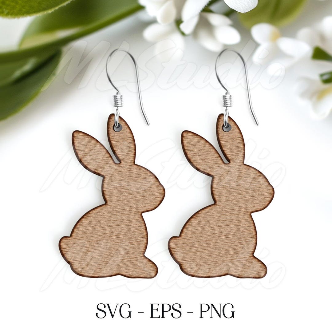 Easter Bunny Earring SVG, Earring Svg, Engraving Pattern Svg, Wood ...