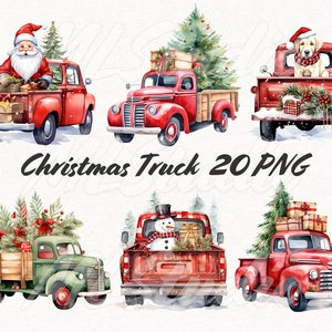 Christmas Truck Clipart Png, Christmas Clipart, Watercolor Christmas ...
