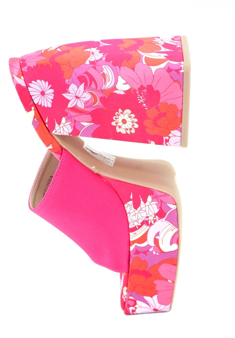 Hot Pink Open Toe Clog Shoes | Floral Pattern Slip-on Shoes | Trendy ...