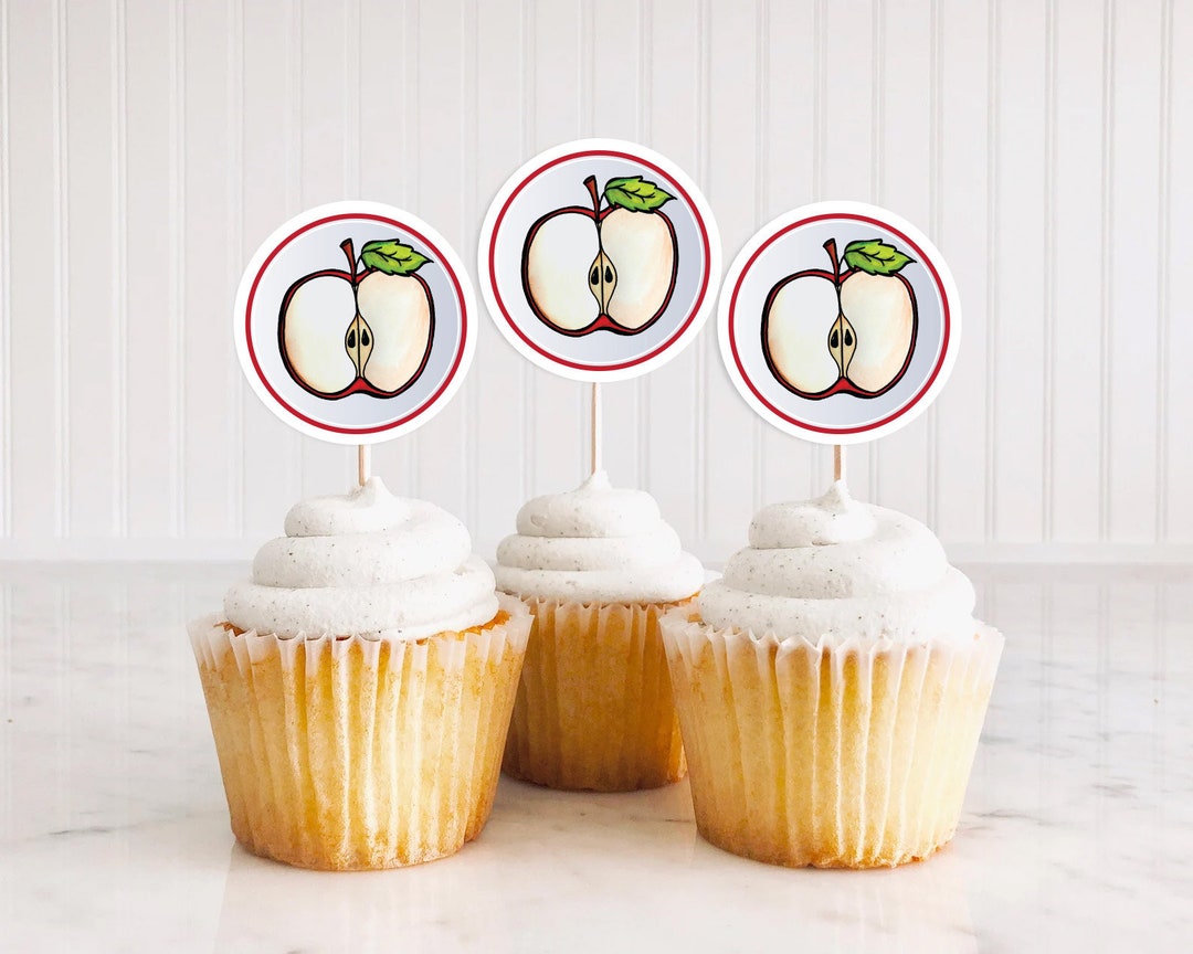 Apple Watercolor Cupcake Toppers Instant Download Printable Party ...