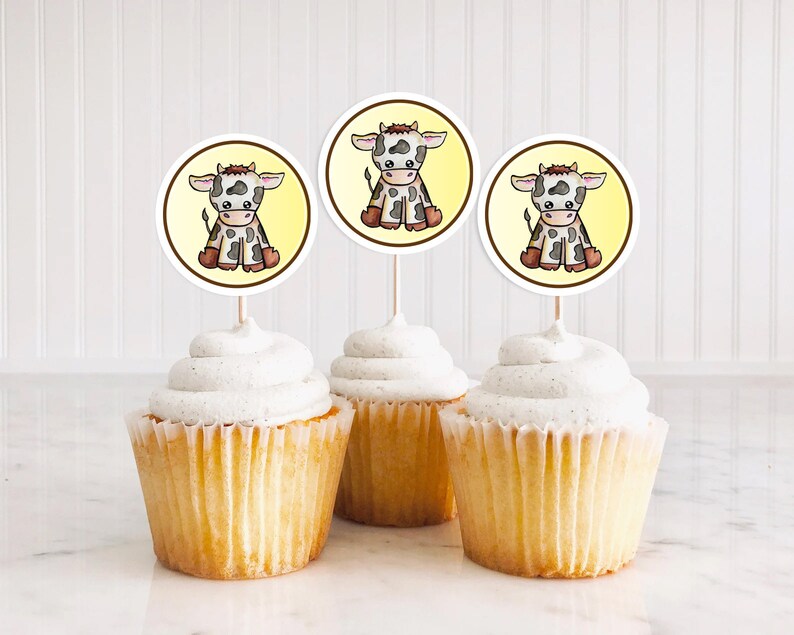 Cow Cupcake Toppers Instant Download Printable Party Decoration ...