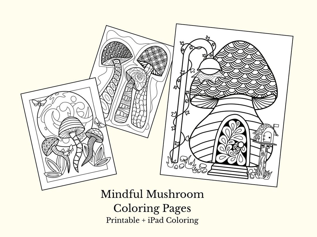 Mindful Mushroom Coloring Pages – Printable Adult Coloring Pages ...
