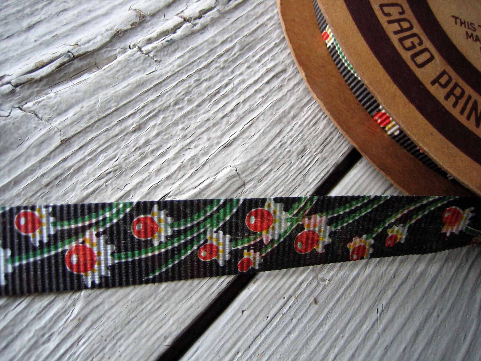 2 Yards 1940s Antique Ribbonette Ribbon Floral 3/4 Inch Wide Cotton ...