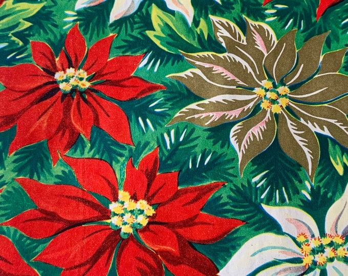 Antique 1940s Christmas Wrapping Paper Shown Folded (unfolded 20 Inches ...