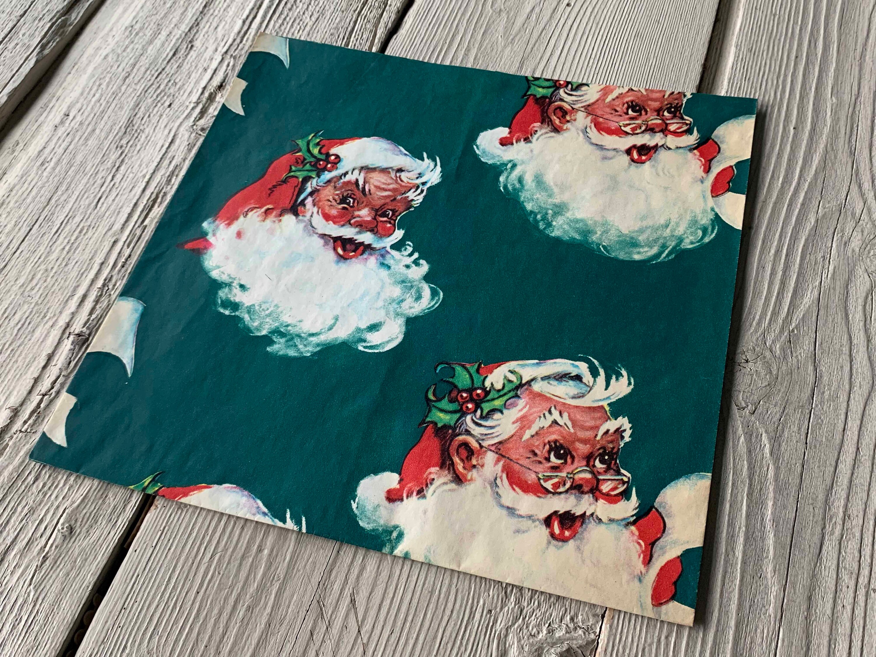 Antique 1940s Christmas Wrapping Paper Shown Folded unfolded 20 Inches ...