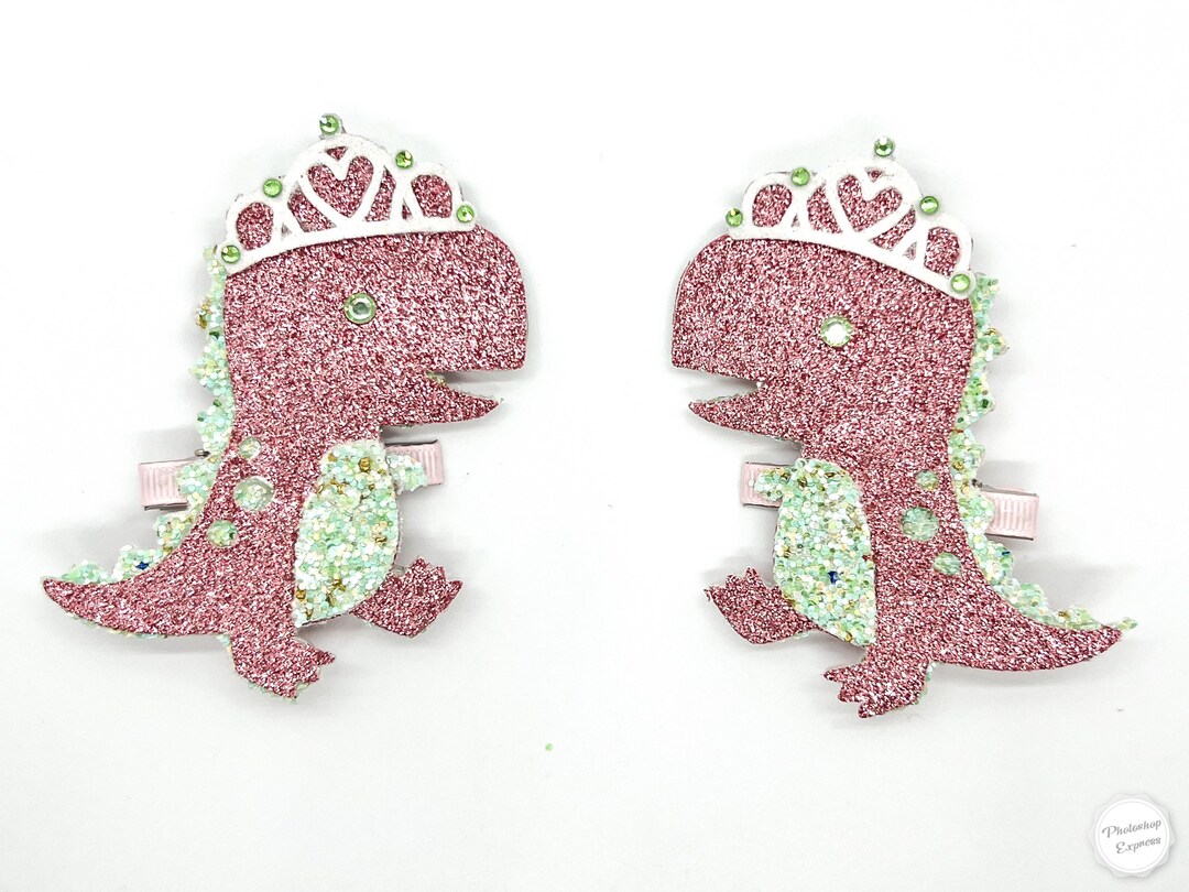 Princess Dinosaur Pigtail Set ~ Dinosaur Piggies ~ Rose Gold and Light ...