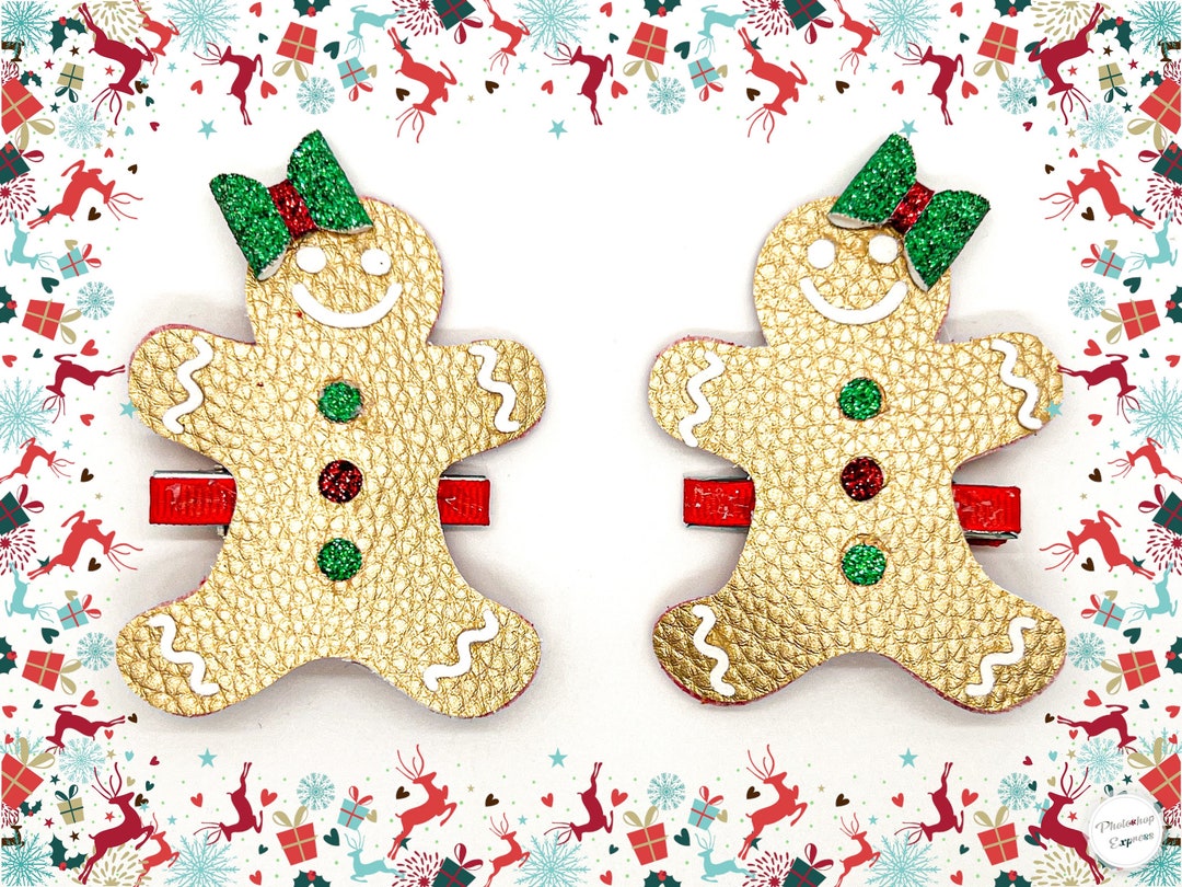 Gingerbread Man Pigtail Bow Set ~ Christmas Gingerbread Girl Piggies ...