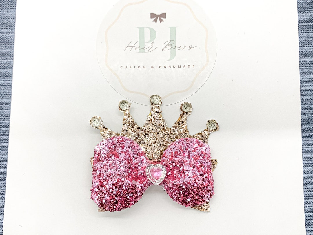 Princess Crown Hair Bow ~ Princess Crown Nylon Headband ~ Gold Crown ...