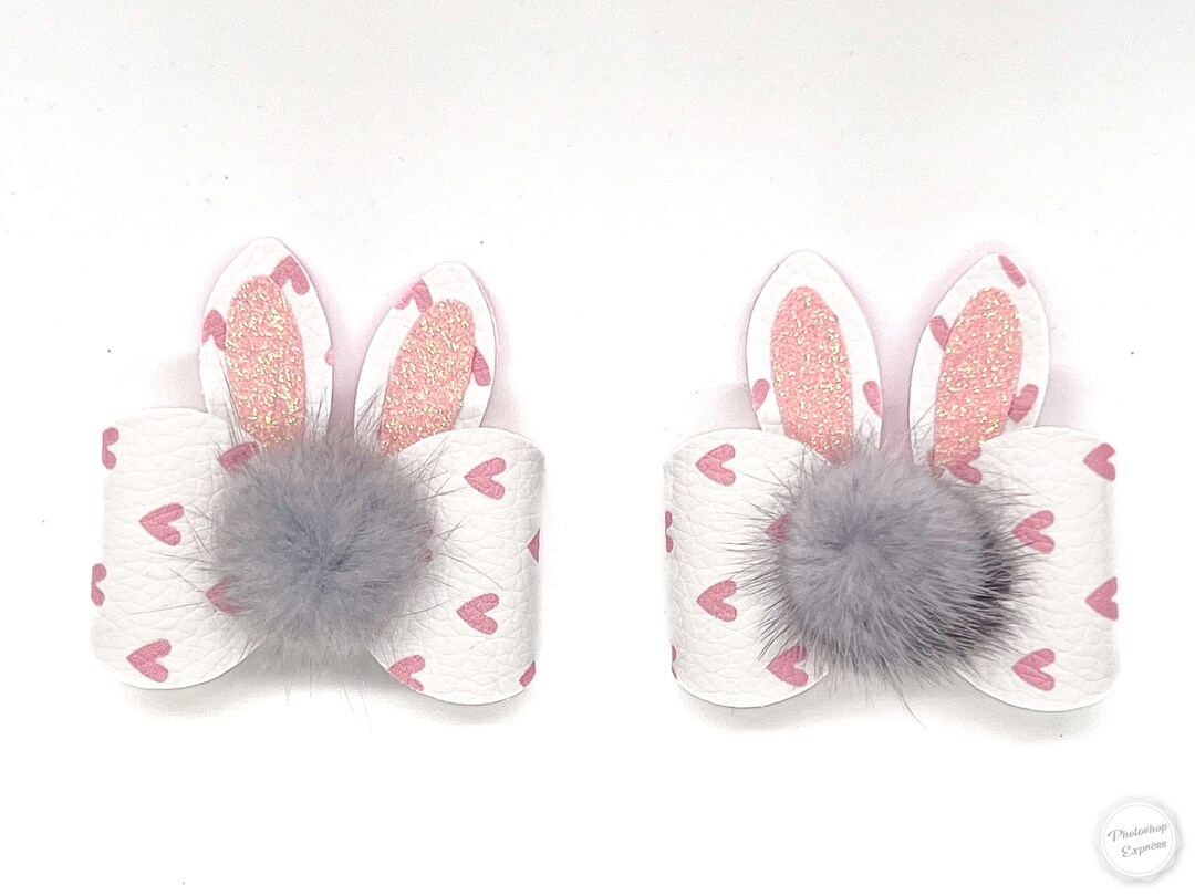 Easter Pigtail Set ~ Pink Bunny Polka Dot Pigtail Set - Easter Bunny ...