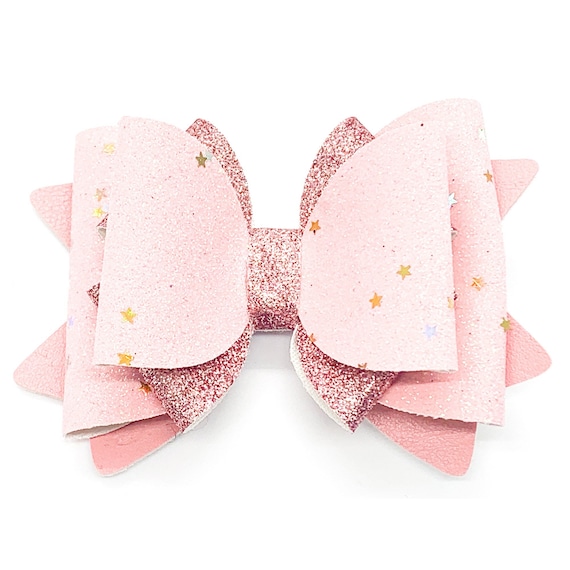 Pink Glitter 4 Inch Bow Boutique Bow Dressy Hair Bow - Etsy