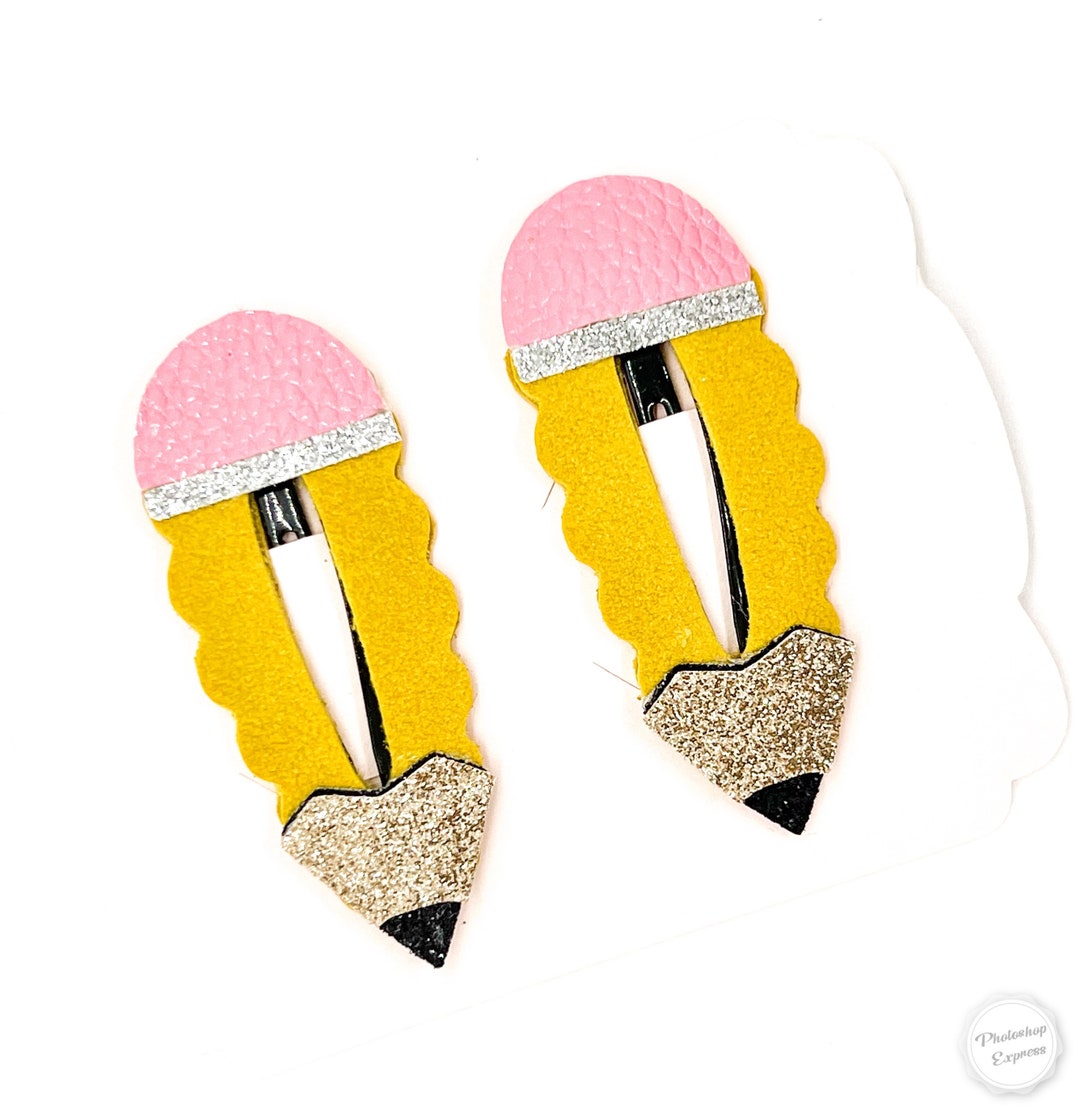 Back to School Set of TWO Suede Pencil Snaps Clips ~ Pencil Snap Clips ...