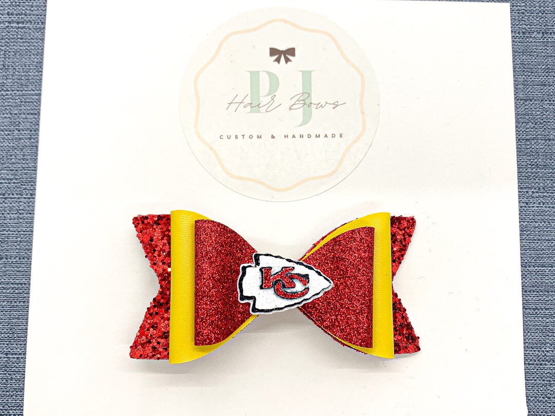 Custom Team Hair Bow ~ Kansas City Hair Bow ~ Glitter Football Team ...