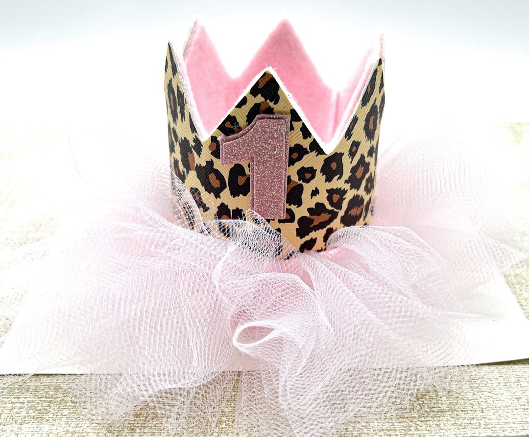Wild One Leopard Print Birthday Crown ~ Leopard Crown Nylon Headband ...