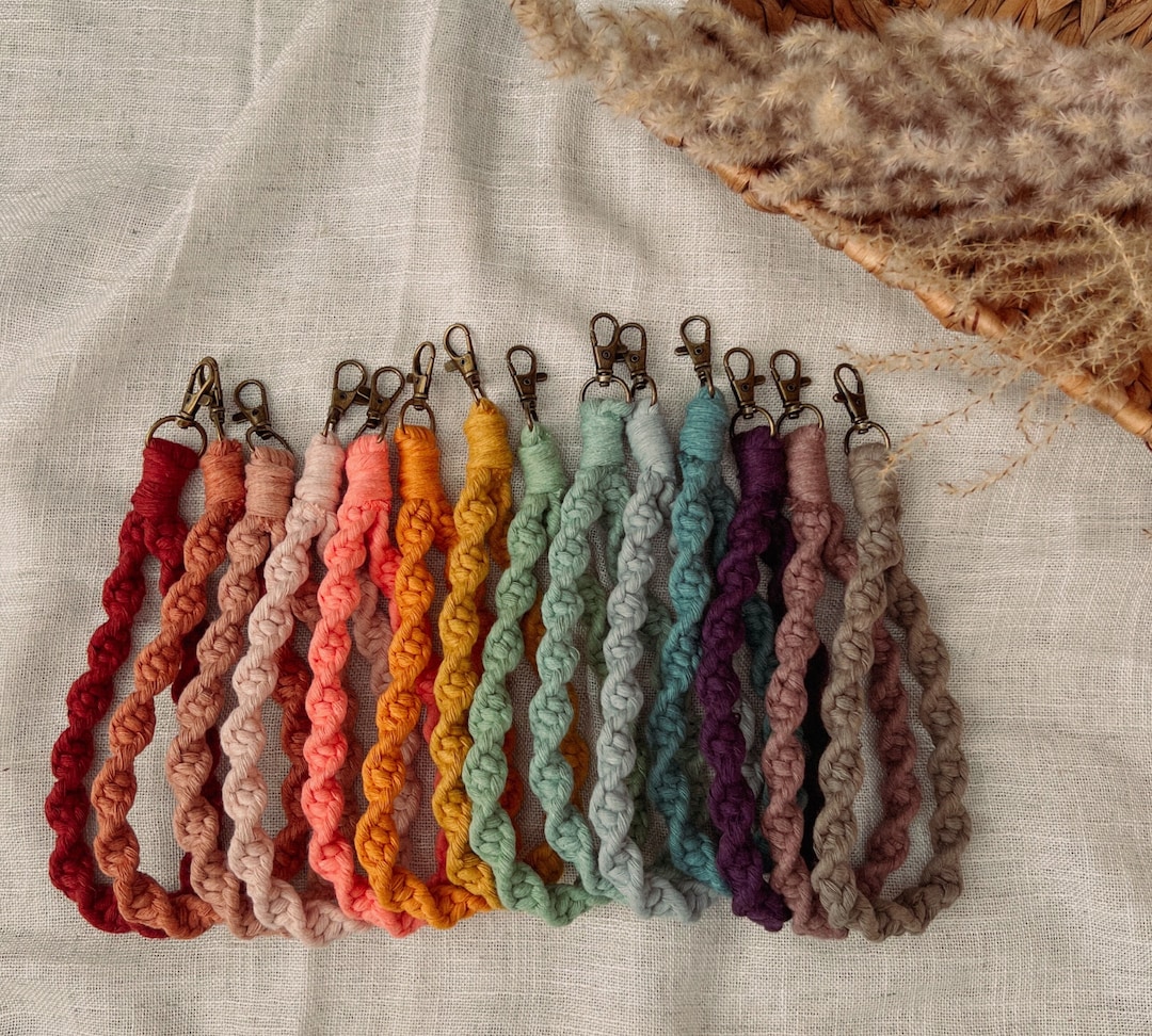 Macrame Wristlet | Spiral Wristlet | Spiral Macrame Wristlet | Wristlet Keychain | Wristlet - Etsy