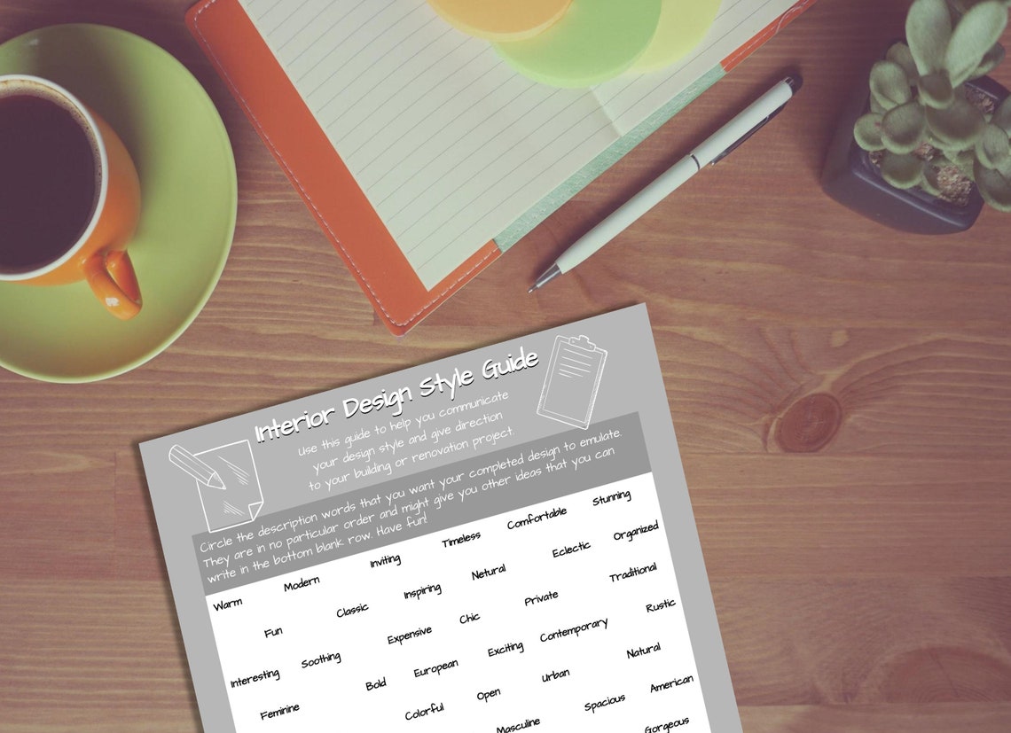 Interior Design Style Guide Printable 8.5'' x | Etsy