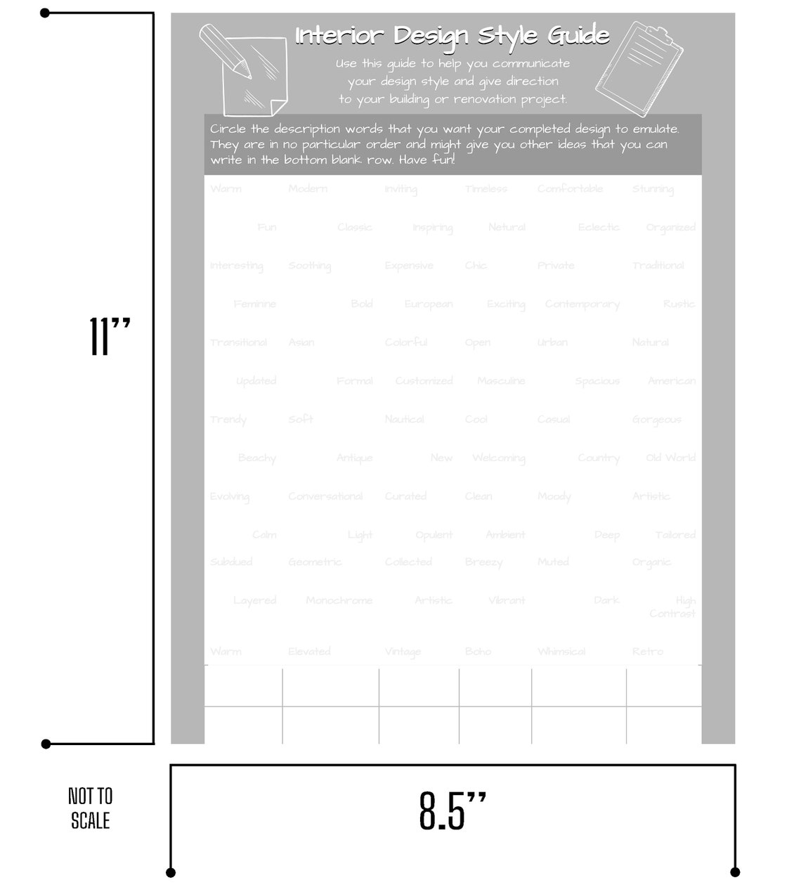 Interior Design Style Guide Printable 8.5'' x | Etsy