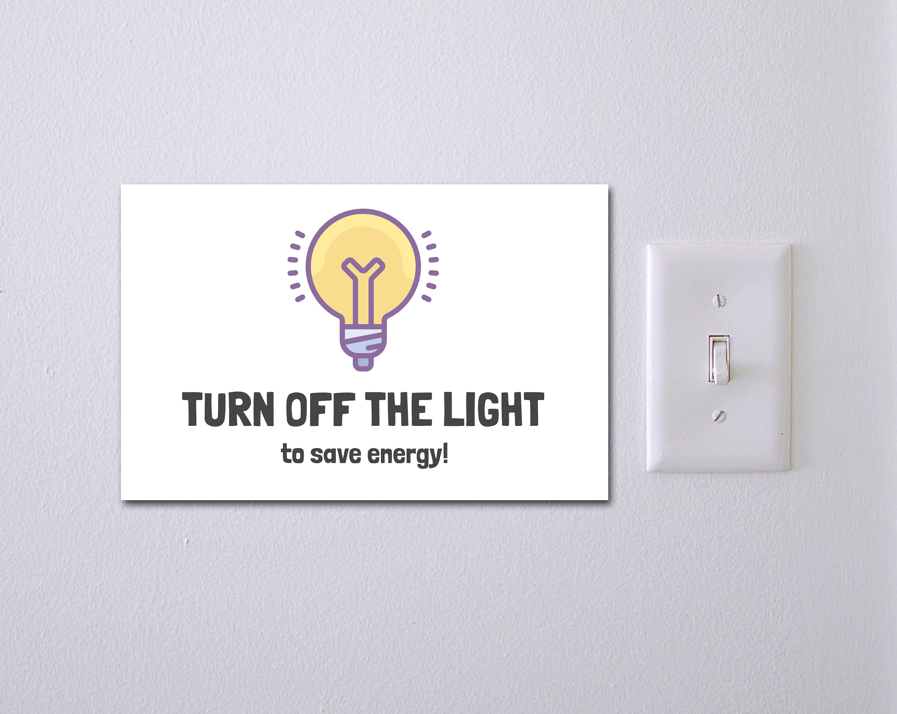 Turn Off Lights Sign Printable Turn Off Lights Sign Etsy UK
