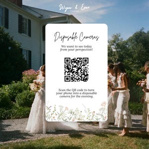 Garden Party Wedding QR Code Sign | Turn Your Phone Into a Disposable ...
