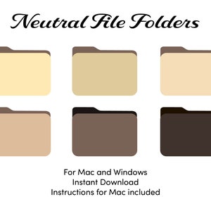 Neutral Desktop Folder Icons | for File Folder Organizing - Etsy