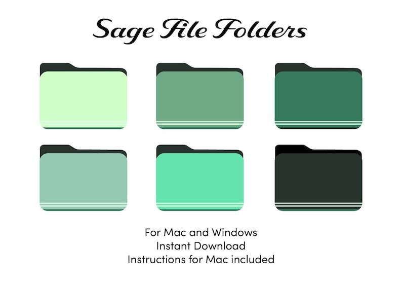 Sage Desktop Folder Icons | for File Folder Organizing - Etsy
