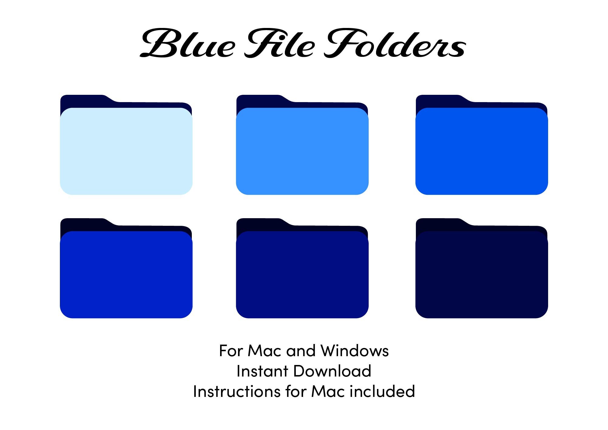 Blue Desktop Folder Icons | for File Folder Organizing - Etsy
