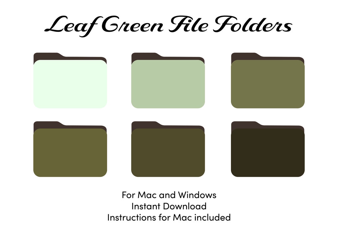 Leaf Green Desktop Folder Icons | for File Folder Organizing - Etsy