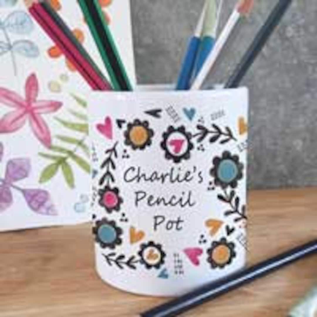 Personalised Pencil Pot, Penpot for Kids, Ceramic Stationary Storage ...