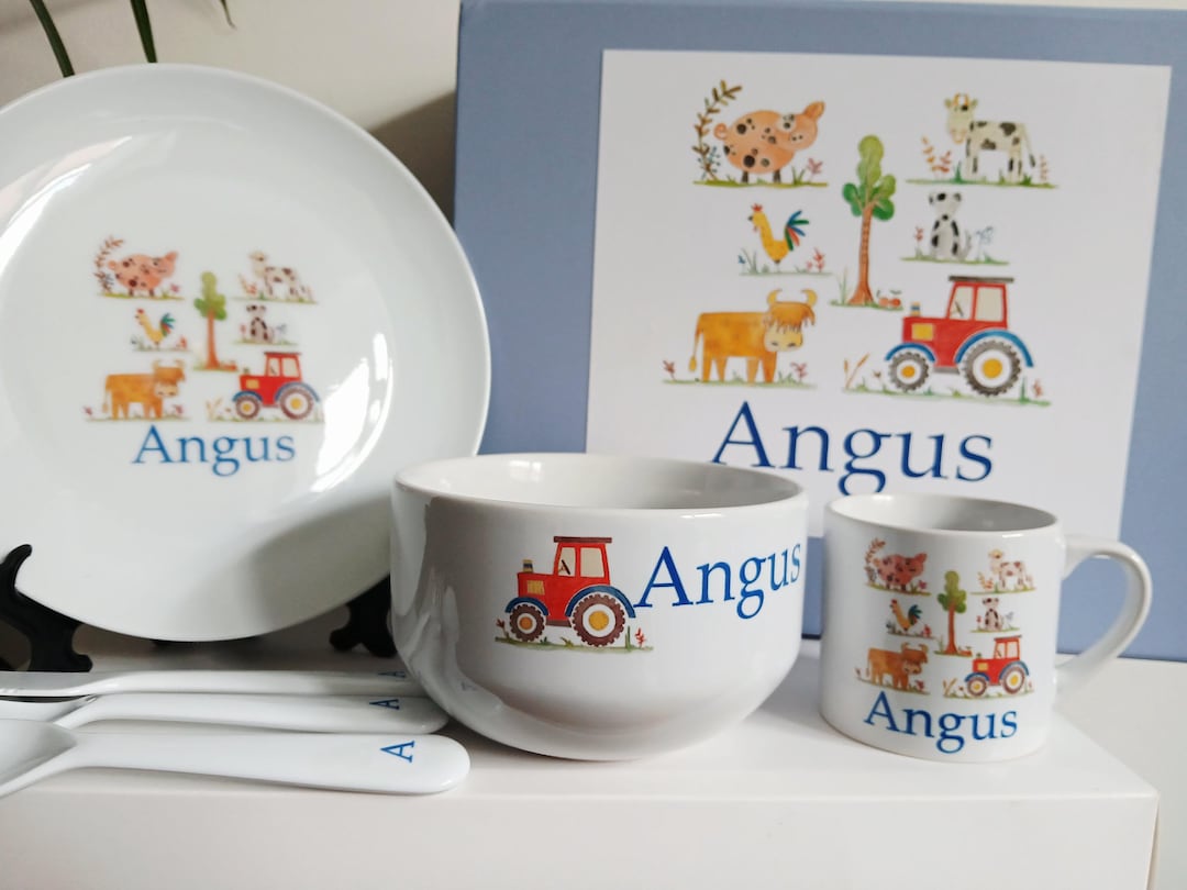 Personalised Farm Ceramic Dinnerware Set – Baby Christening Gift - Etsy UK