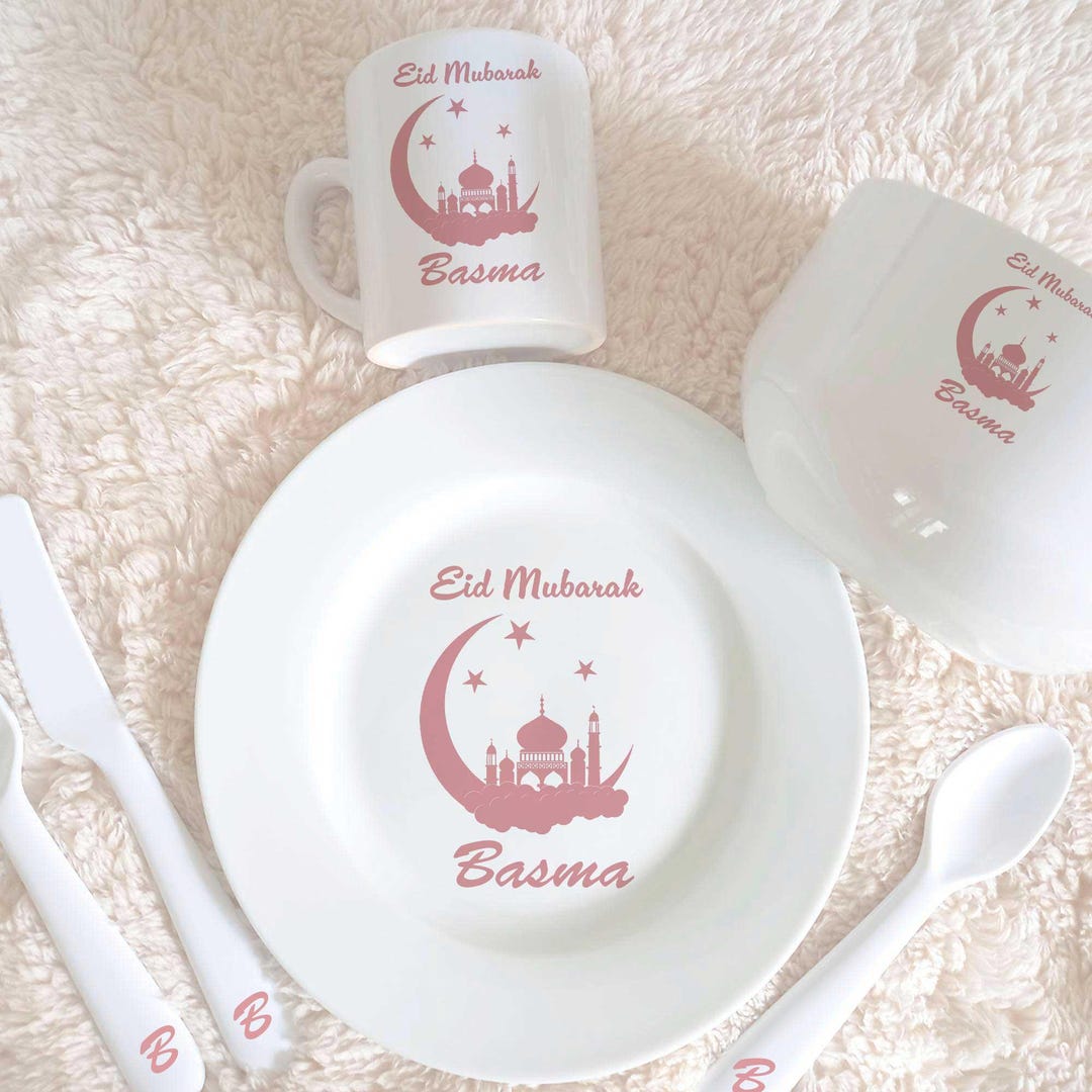 Personalised Eid Dinner Set, Eid Mubarak, Eid Kids Gifts, Girls Eid ...
