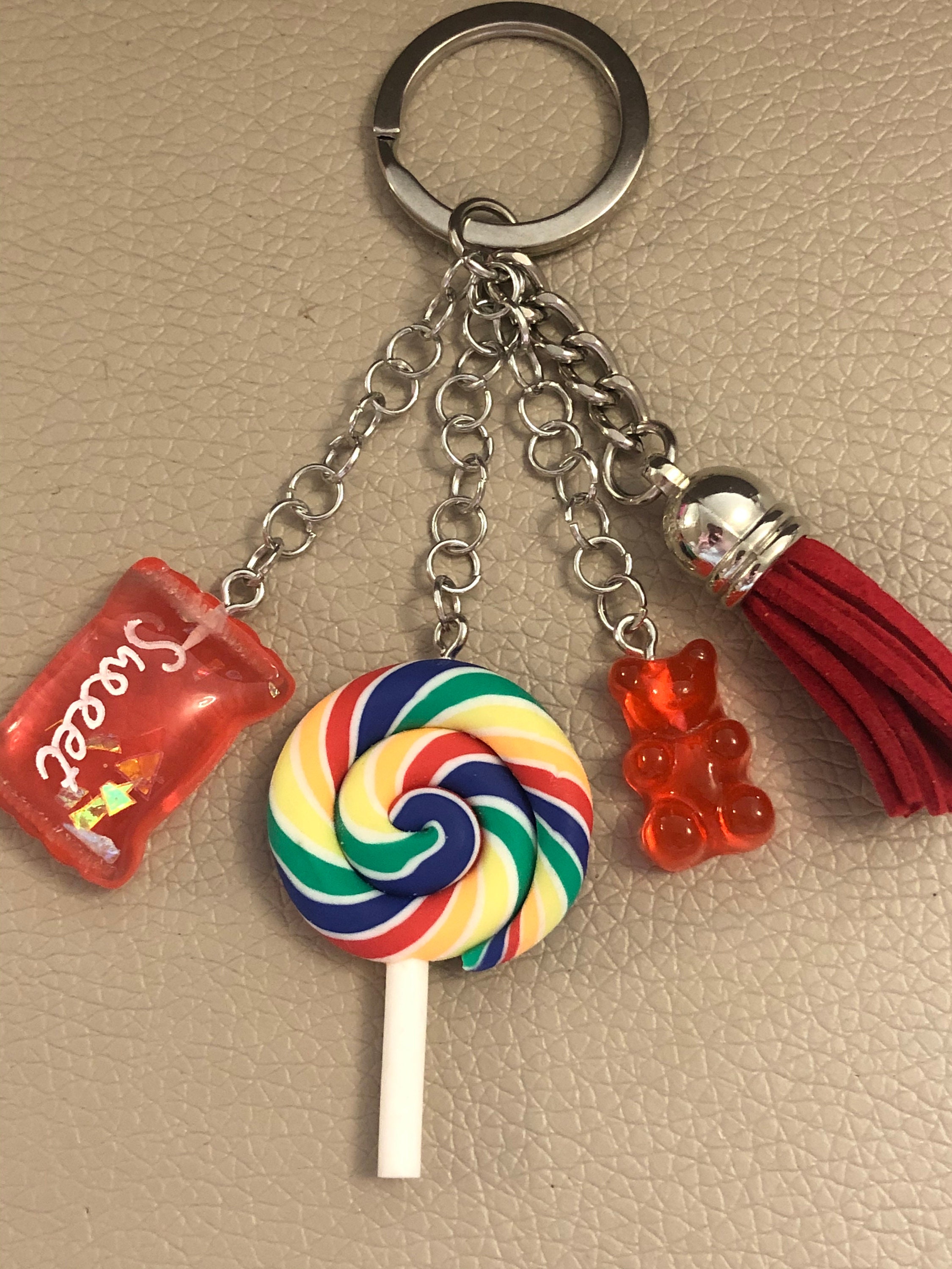 Keychain with various pendants red | Etsy