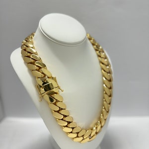Cuban Link Chain 24MM Necklace Chain Set 14K Plated, Handmade Gold ...