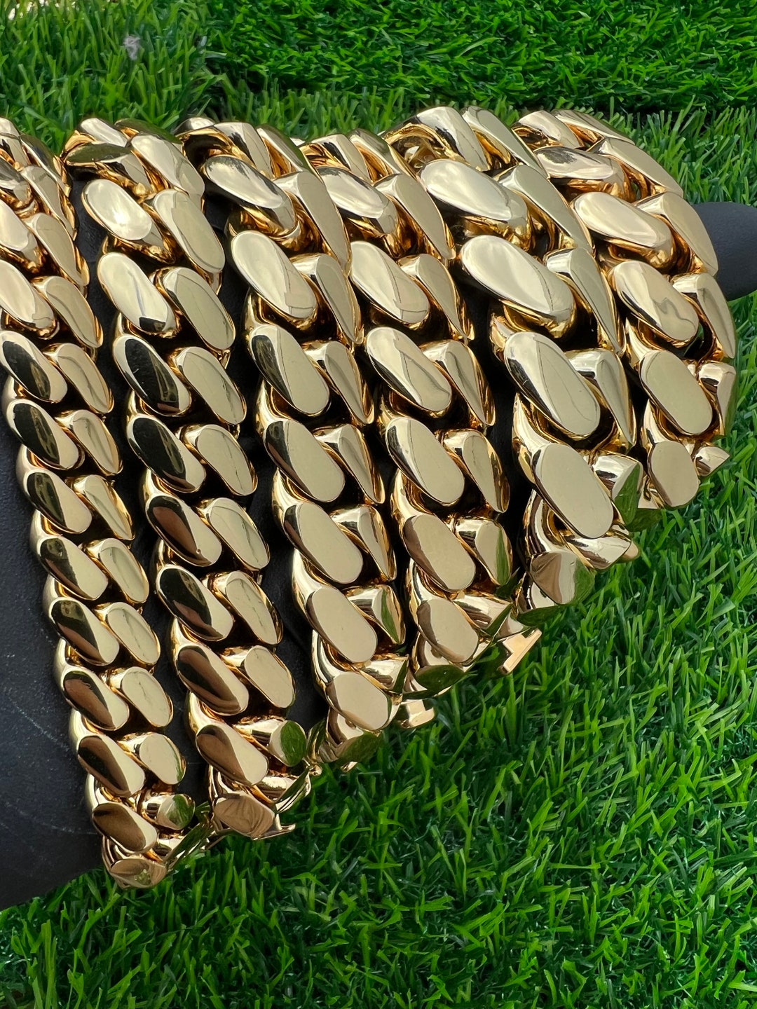 Miami Cuban Link SOLID HANDMADE, Cuban Link Chain Bracelet, Gold Chain ...