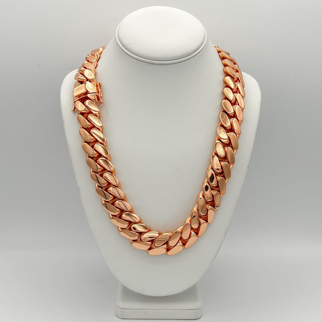 Cuban Link Chain 22MM, Rose Gold Necklace Solid Heavy Handmade, Gold ...