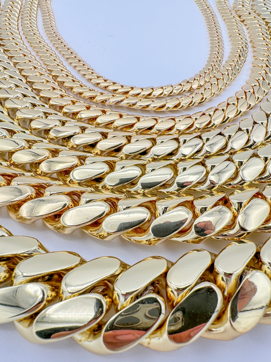 Cuban Link HANDMADE 10-24MM 14K Gold Plated Miami Style, Men Jewelry ...