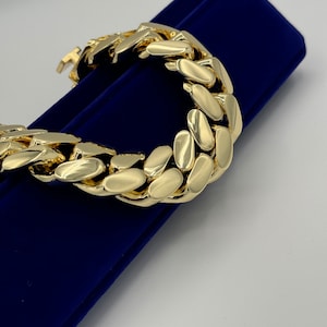 Cuban Link Bracelet 14K Gold 24MM Plated, Gift for Him Her Handmade ...