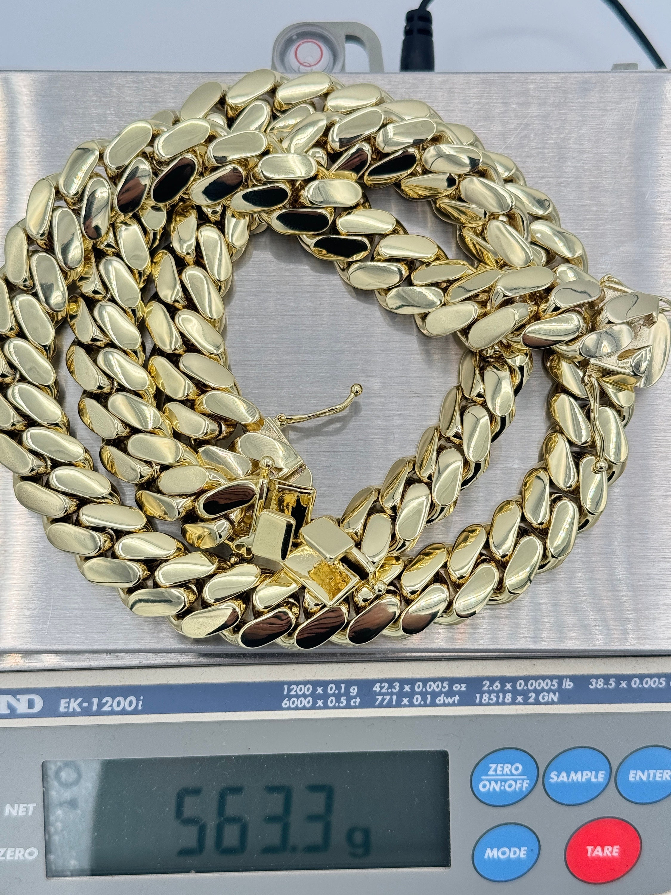 Cuban Link Necklace Chain and Bracelet Set 14K 18MM Plated, Handmade ...
