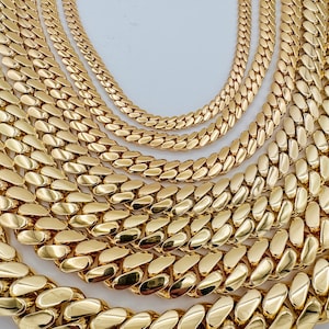 Cuban Link Chain HANDMADE 10-24MM 14K Gold Plated Miami Style, Men ...