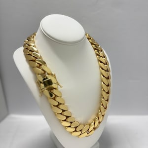 Cuban Link Chain 24MM Necklace Chain Set 14K Plated, Handmade Gold ...