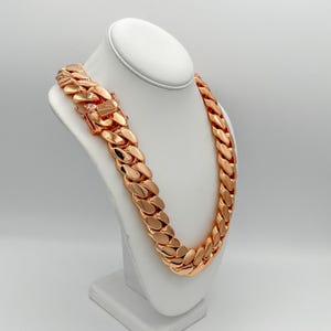 Cuban Link Chain 24MM Necklace Chain Set 14K Plated, Handmade Rose Gold ...