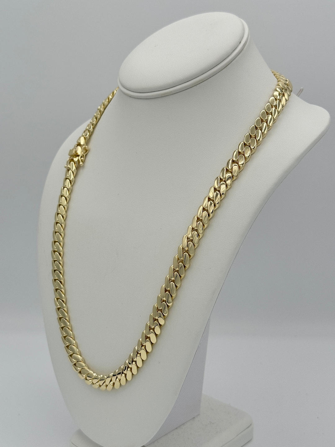 Cuban Link Chain Necklace 14K 10MM Gold Plated, Handmade Gold Jewelry ...
