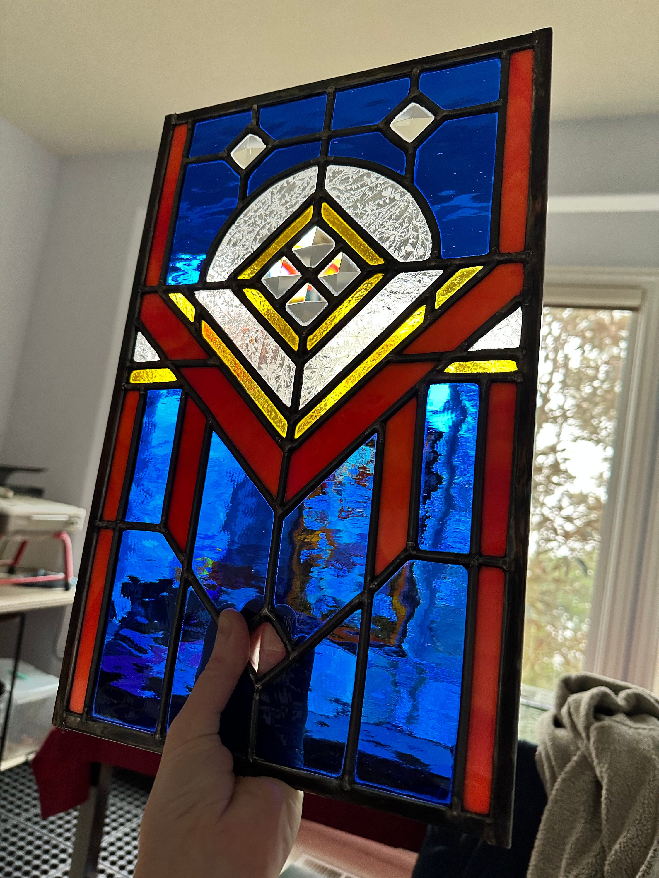 Geometric Lead Stained Glass Window - Etsy