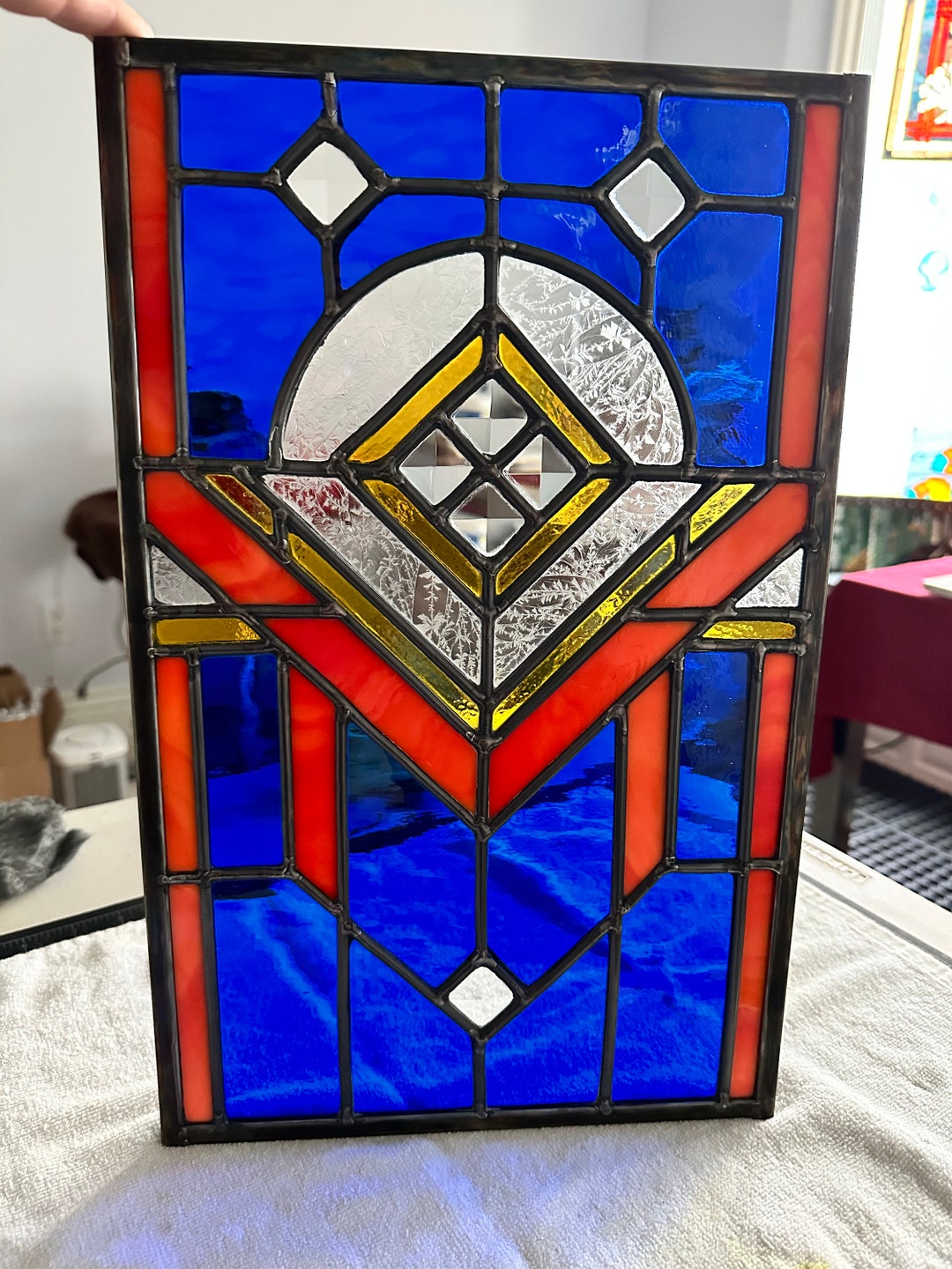 Geometric Lead Stained Glass Window - Etsy