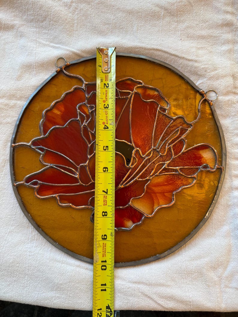Tiffany-style Red Poppy Stained Glass Panel – Round Window Art Décor - Etsy