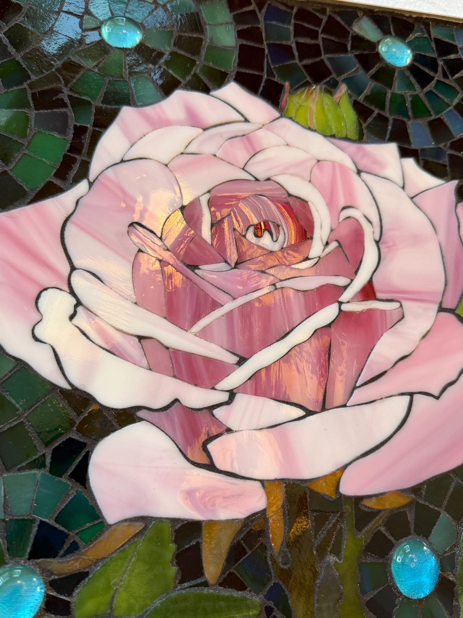 Pink Rose Mosaic Tile Art - Indoor/outdoor Decor - Etsy