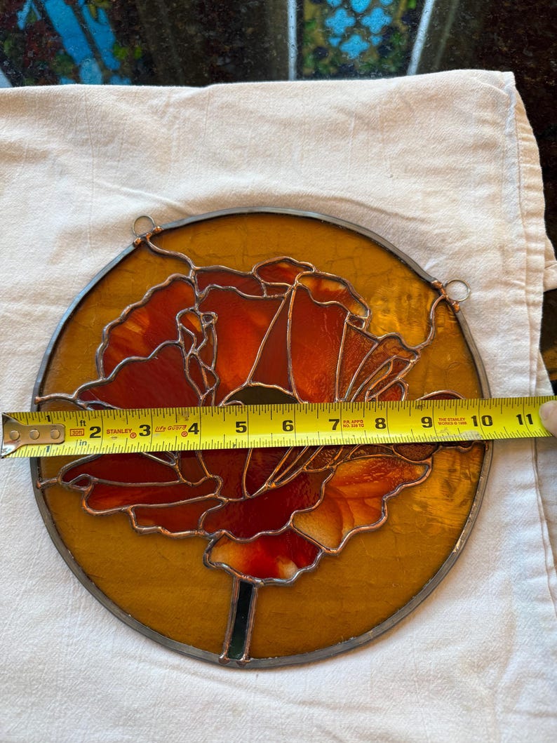 Tiffany-style Red Poppy Stained Glass Panel – Round Window Art Décor - Etsy