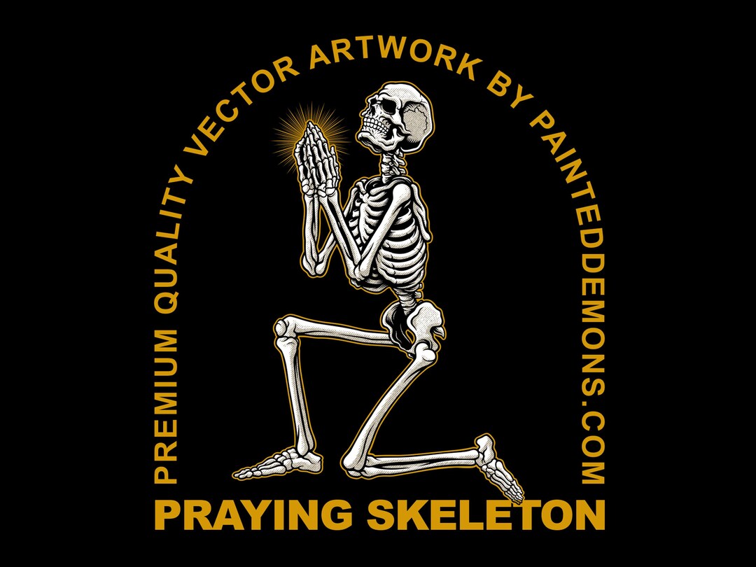 Praying Skeleton Vector Art - Etsy
