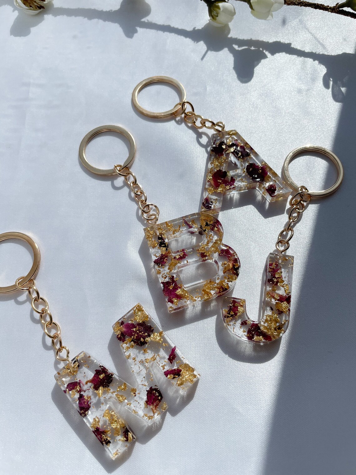 Preserved Rose Keychain Real Rose Petal Keychain Dried Rose - Etsy