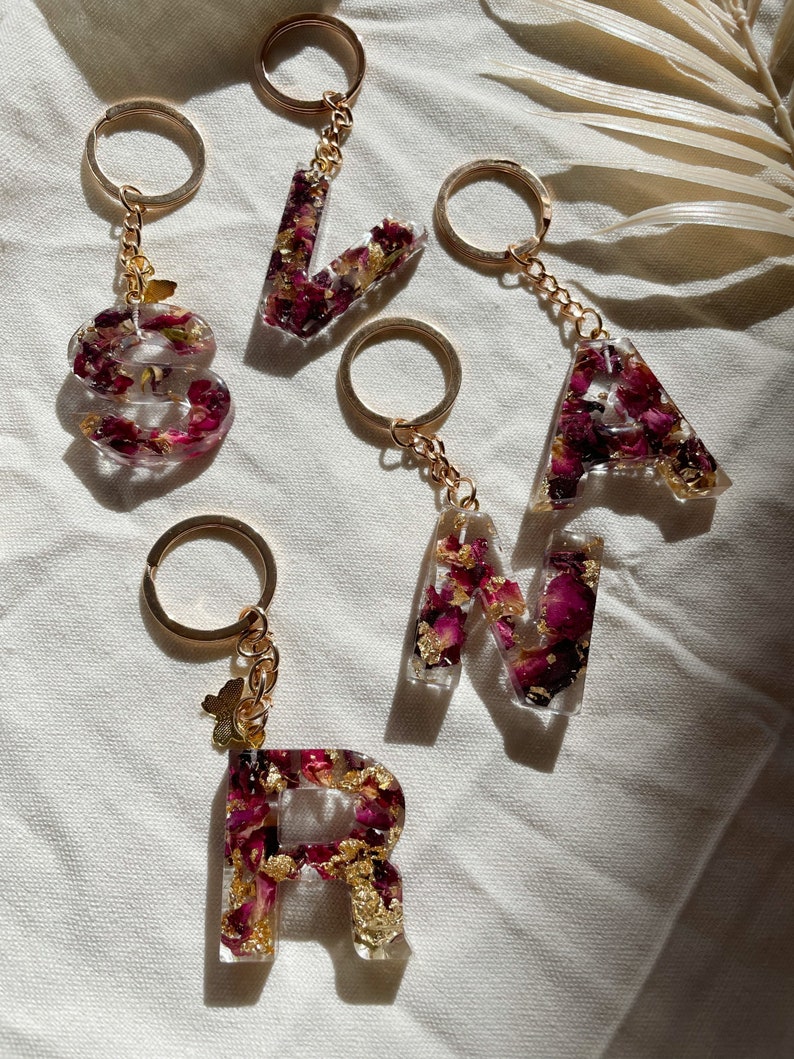 Preserved Rose Keychain Real Rose Petal Keychain Dried Rose - Etsy